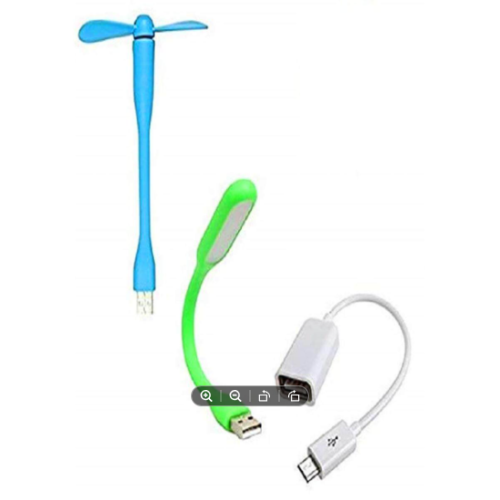 3 iN 1 COMBO OFFER - OTG CABLE,USB LED LIGHT & USB+OTG FAN - Cable ...