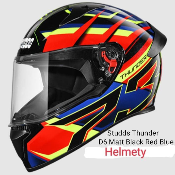 Studds Thunder D6 Decor With Spoiler Full Face Matt Black Red Blue Helmet | Daraz.com.bd