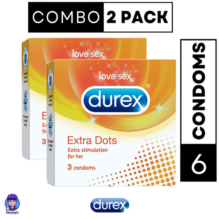 Durex Extra Dots Condoms 2 Packets Total 6Pcs | Daraz.com.bd