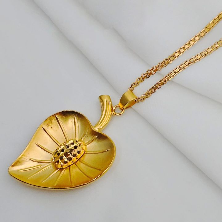 MissMister Gold Plated, Thick, Leaf Design Chain Pendant, Love ...