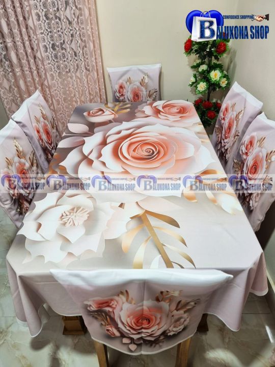 Digital 3D Print Dining table Cloth runner and 06 chair cover Full Seet ...