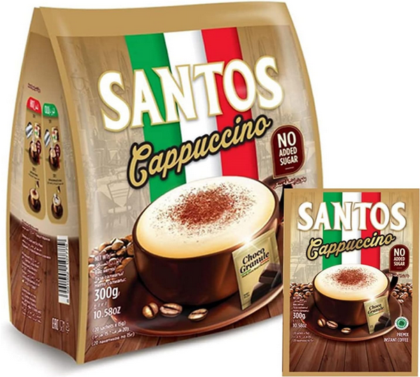Santos Cappuccino - Premix Instant Coffee - No Sugar Added - with Choco ...