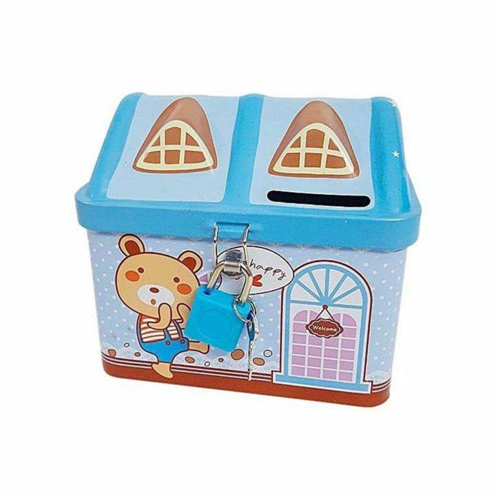 Metal House Shaped Coin Box Cartoon Kids Money Box piggy bank for kids ...