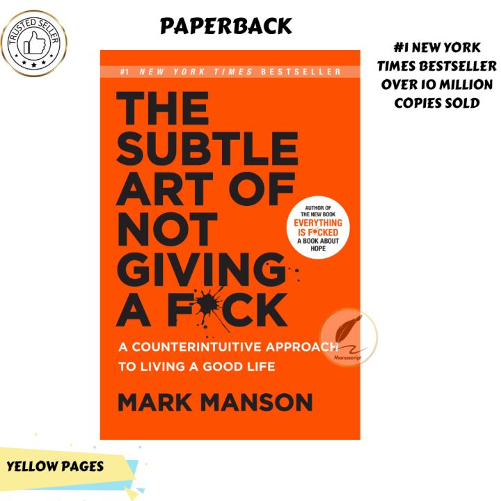 THE SUBTLE ART OF NOT GIVING A FCK by Mark Manson - Yellow - Paperback ...