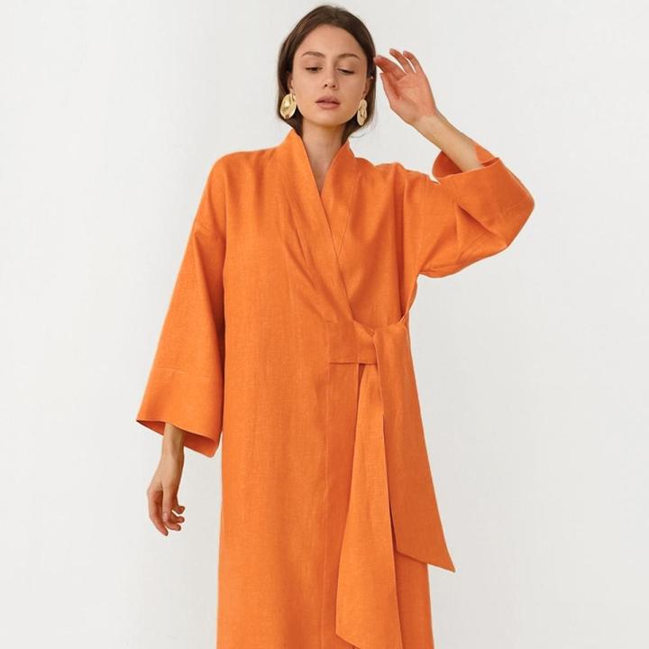 Easy And Comfortable Women Cotton Linen Bath Robe Cotton Blend Robe ...