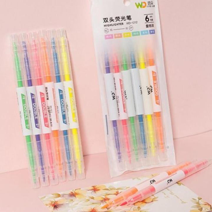 Marie's Double-Headed Highlighter pen 6 Colors (Multicolor) | Daraz.com.bd