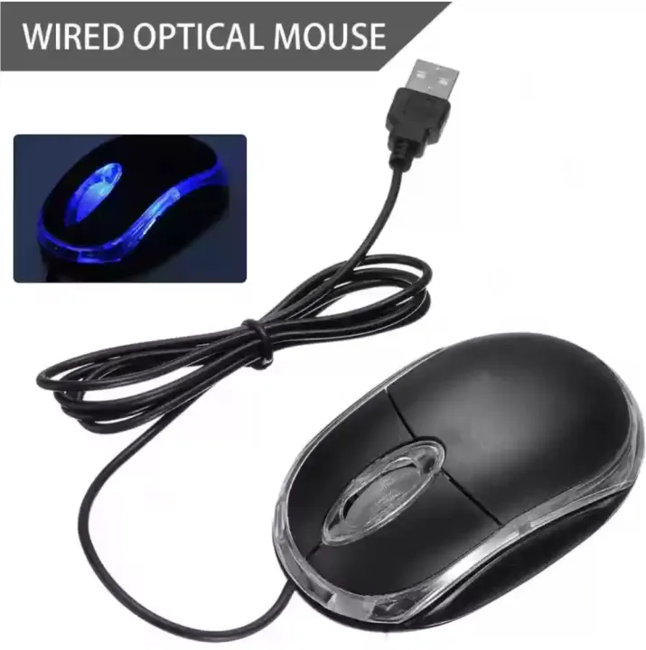 NICE 3D LED Optical Mouse USB 2.0 Black Wired Optical Light Scroll ...