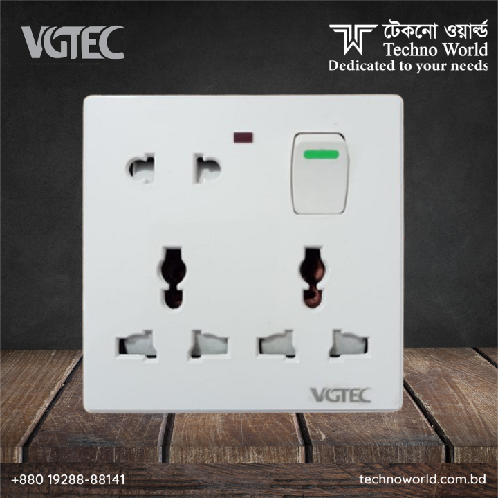 VGTEC- 8 Pin Socket with Switch/ 8 Pin Socket/ Multi Socket. | Daraz.com.bd