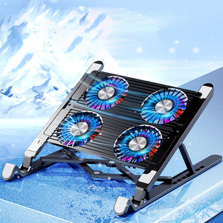 Foldable 4 Fans Laptop Cooler Holder For Macbook Height Adjustable ...