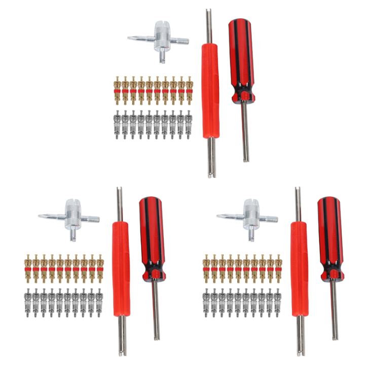 3X Valve Core Tool Set 60Pcs Valve Cores, 4-Way Valve Tool, Dual Single ...