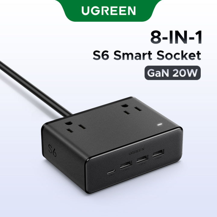 UGREEN GaN 20W S6 Smart Socket 8 in 1 Smart Socket Flame Retardant ...