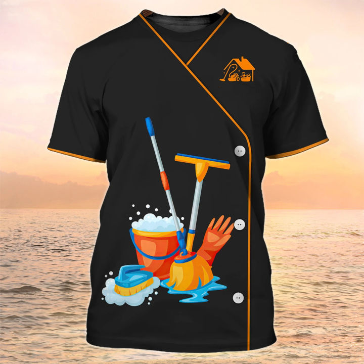 New Cleaning Tools 3D Print T-shirt Woman Men House Cleaner Uniform ...