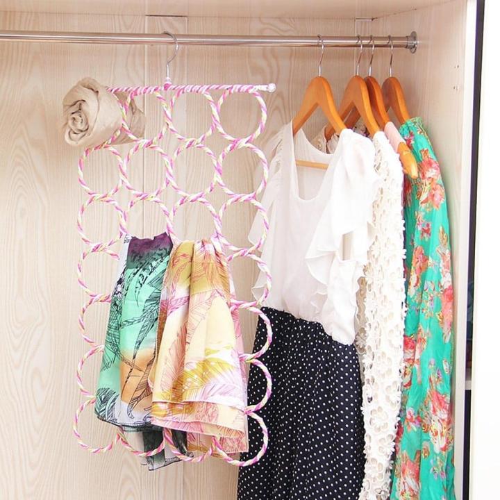 Space-saving hanger / 28 Ring SCARF HOLDER Belt Tie Hanger Closet ...
