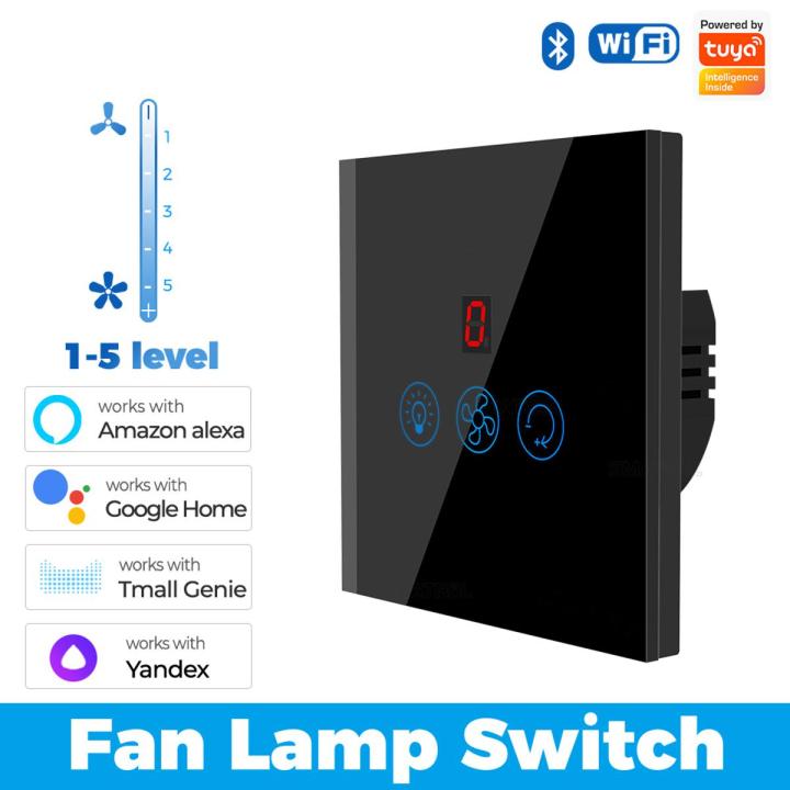 ROVF Wifi Smart Fan Switch Fan Light Ceiling Lamp Speed Control Glass ...