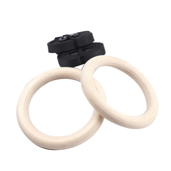 38mm Wood Rings Gym Exercise Pull Up Muscle Adjustable Long Buckle Fit ...