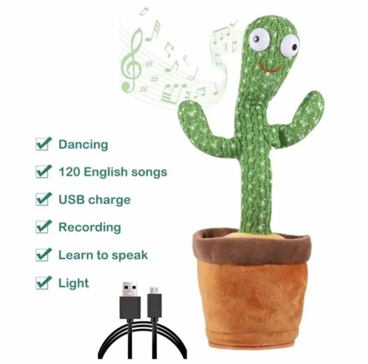 Talking and Dancing Cactus Toy,Unique Cactus,USB system, 005 | Daraz.com.bd