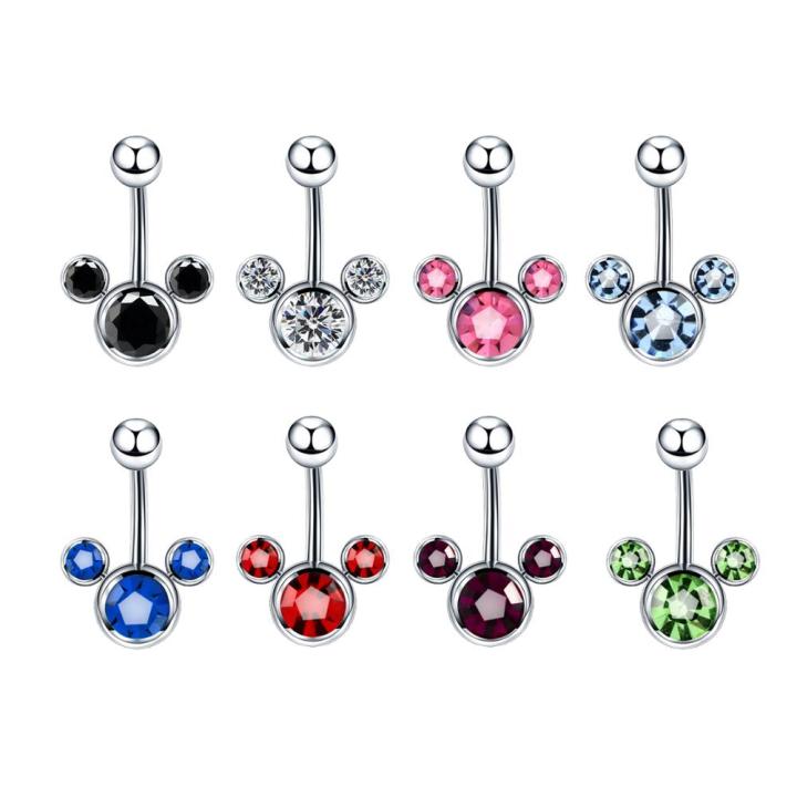 1PC Piercing Surgical Steel Single Crystal Rhinestone Belly Button Rings Navel Piercings Ombligo ...