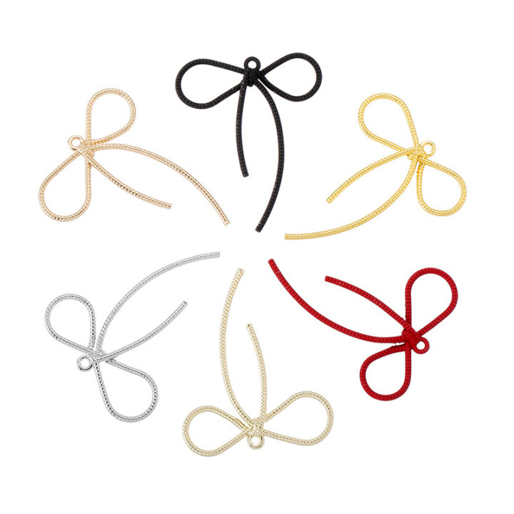 2Pcs Simplicity Spray Paint Bow Charm For Woman Girls Earrings Necklace ...