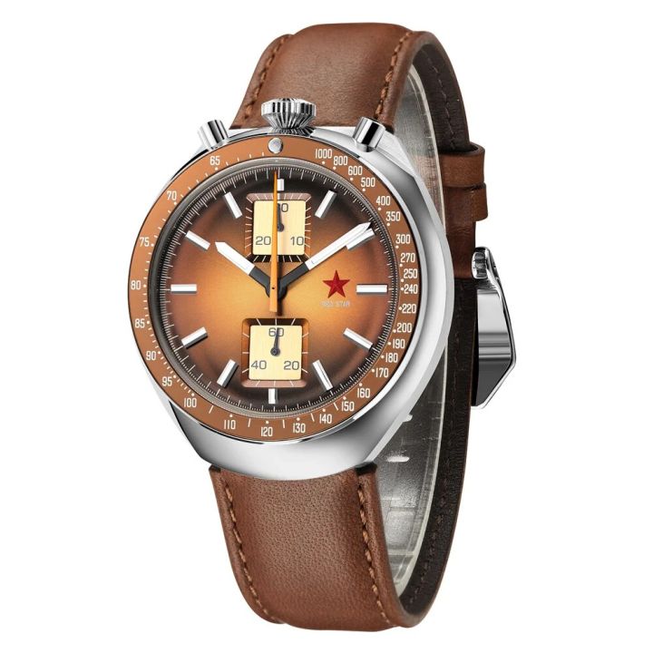 RED STAR 42mm Bullhead Men Chronogaph Super Luminous 1963 Seagull ...