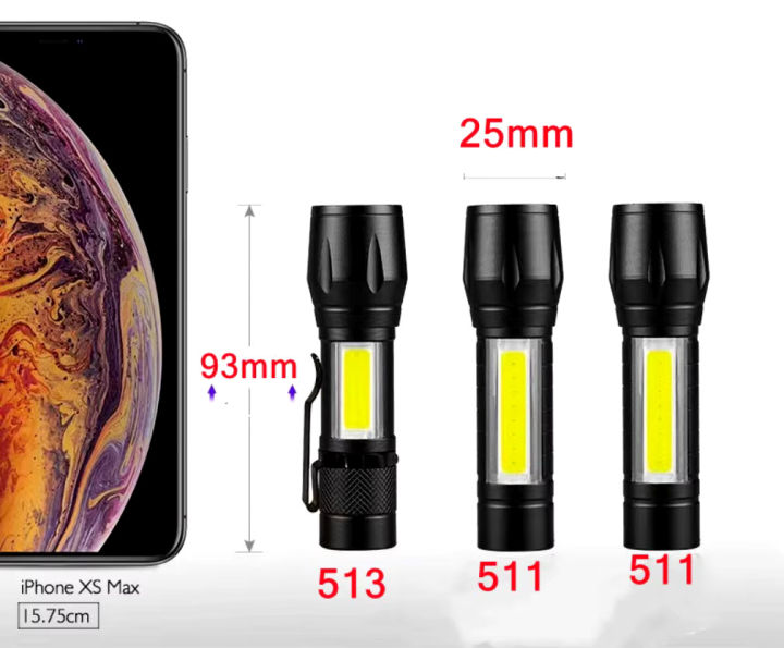 Telescopic Zoom Flash Light, Rechargeable LED Mini Torch Light | Daraz ...