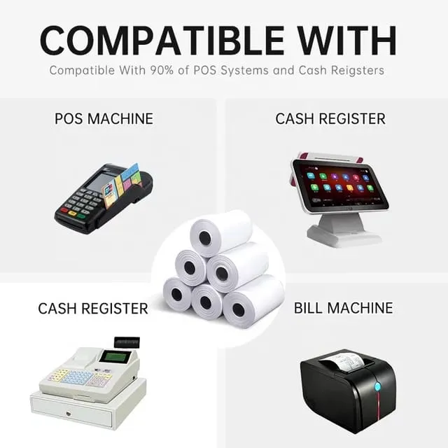Credit Card Machine Paper 3"-100' Thermal Receipt Paper For Cash ...