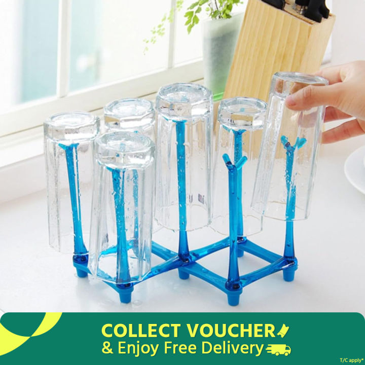 Glass Rack Folding Glass Stand Cup Holder Kitchen Accessories Home ...