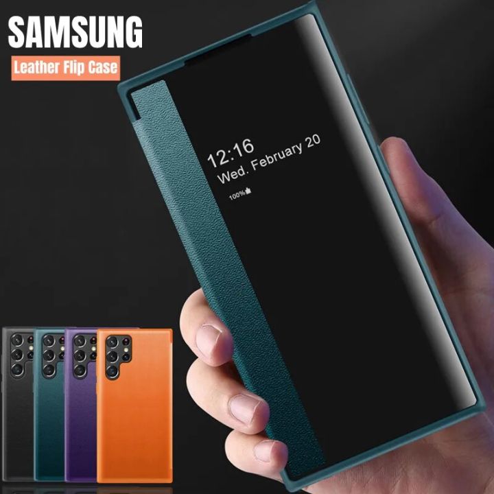 Leather Flip Samrt Case for Samsung Galaxy S23 Ultra S22 S21 S20 Note 20 Ultra Plus S23Ultra s23 ...
