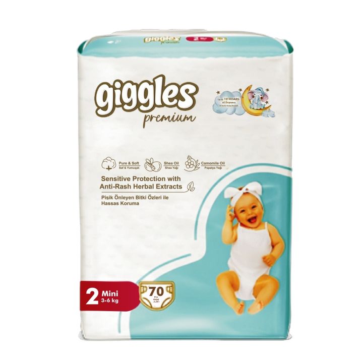 Giggles Premium Baby Diaper Mini 3-6 kg 70 Pcs | Daraz.com.bd