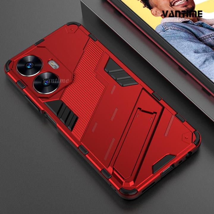 for Realme C55 Case Kickstand Ultra Thin Shockproof Matte Back Cover ...