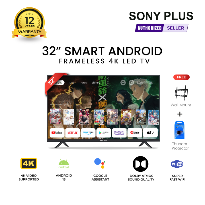 Sony Plus 32 inch Frameless Smart Android Full HD 4K Supported LED TV | Daraz.com.bd