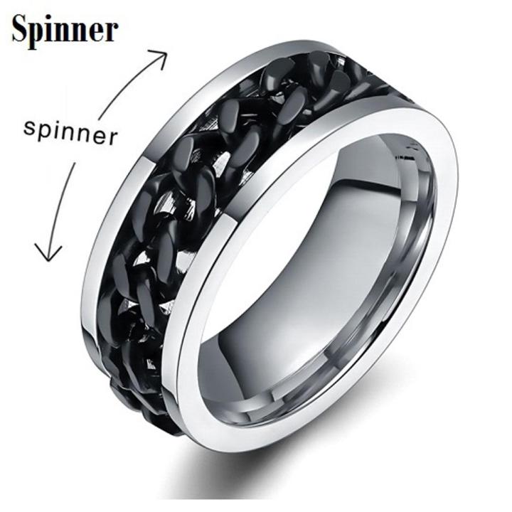 Spinner chain Rings For Men (Black Color) Ring Rotatable Spinning ...