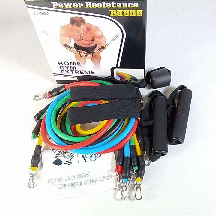 11 Pcs Resistance Exercise Band Set with Ankle straps door strap and ...