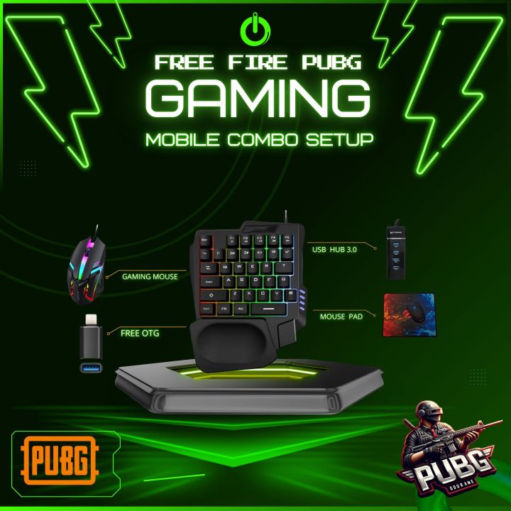 Free Fire/ Pubg gaming Combo Setup [ One Handed Gaming Kyeboard - Gaming Mouse - Usb hub 3.0 ...