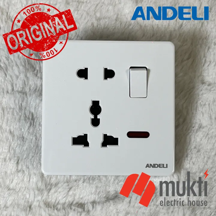 Andeli Delta Series White 13A Two & Three Pin Multi-Function Universal ...