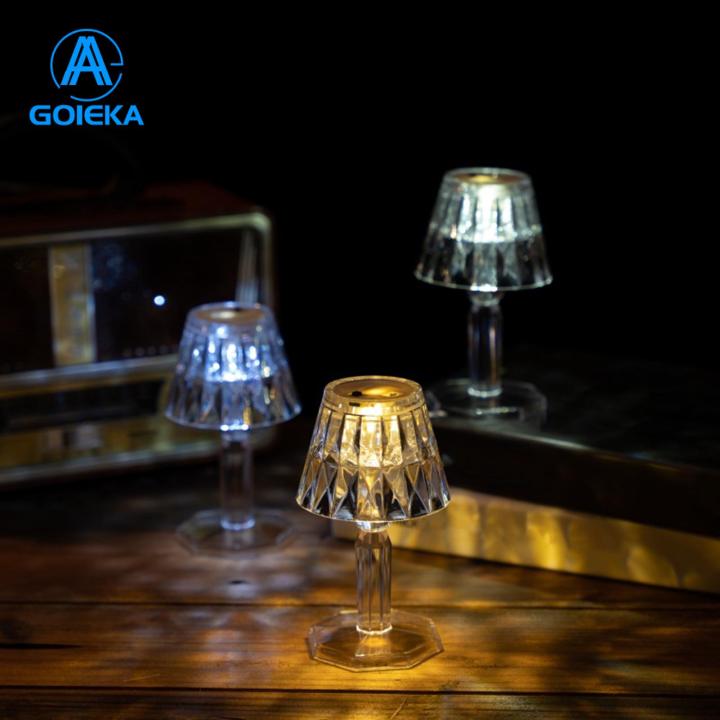 GOIKEA Night Light 3-color Led Crystal Desk Lamp Energy-saving Bedside ...
