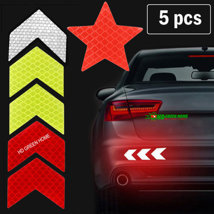5 pcs x Reflective Sticker Arrow Star Car Bumper Safety Reflective ...