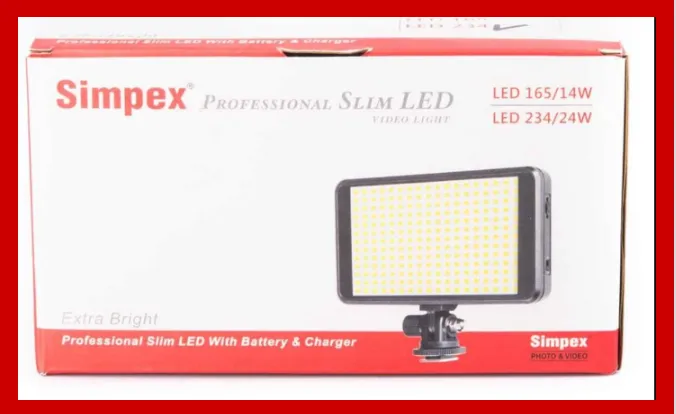 Simpex Professional Slim LED 270 Video Light Dual Colour White/Warm ...