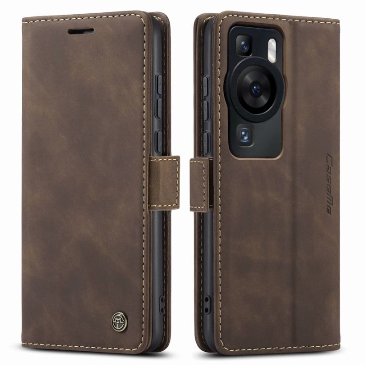 Leather Case For Huawei P60 Pro Cover Luxury Magnetic Flip Wallet Phone ...