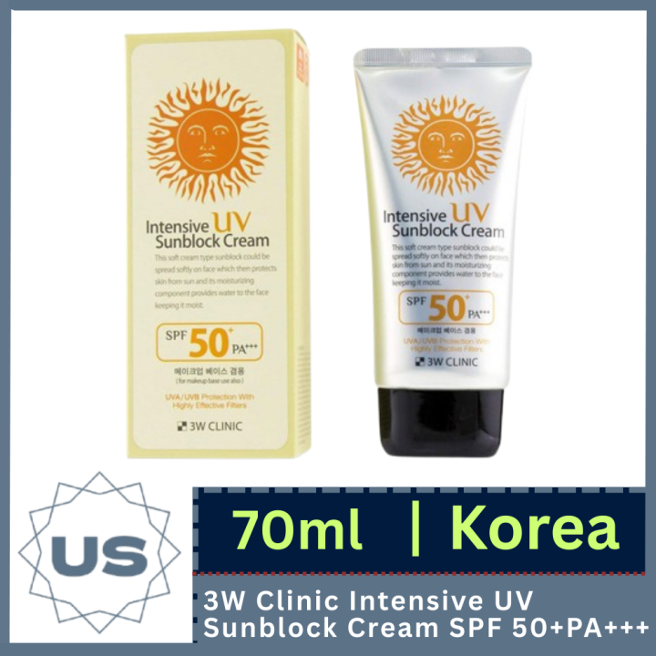 3W CLINIC – Intensive UV Sunblock Cream SPF50 PA+++ I 70ml I Korea ...
