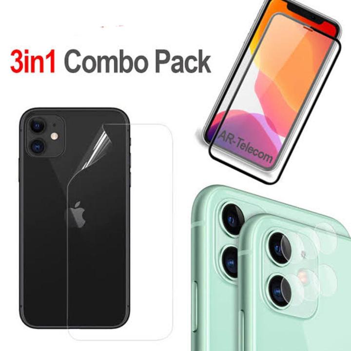 iPhone 11 Combo Pack 3 in 1 of Screen Protector, Camera Glass & Back ...