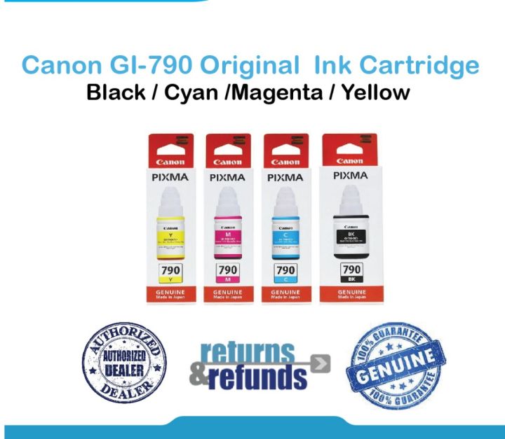 Pixma 790 Black, Cyan, Magenta and Yellow or One Set ink for printer ...