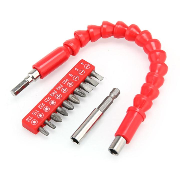 12Pcs 1/4inch Chuck Electric Screwdriver Drill Bit Flex Hose Extension ...