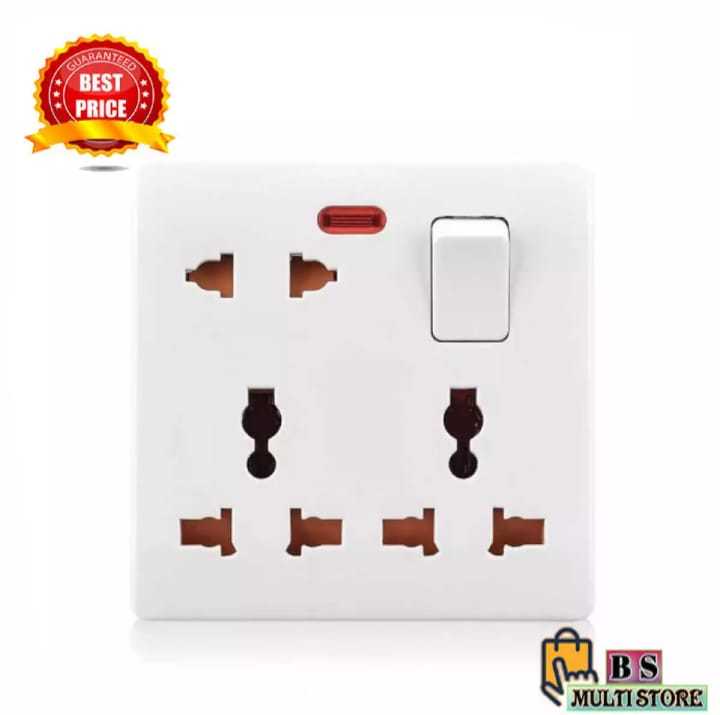8 Pin Multi Gang Socket Double 3 Pin- 1Piece 2 Pin Multi Function ...