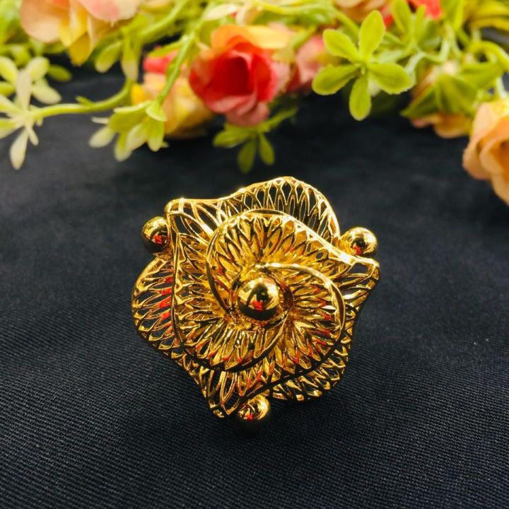 Adjustable Dubai Gold Finger Ring For Girls & Women (Ring For Girls ...