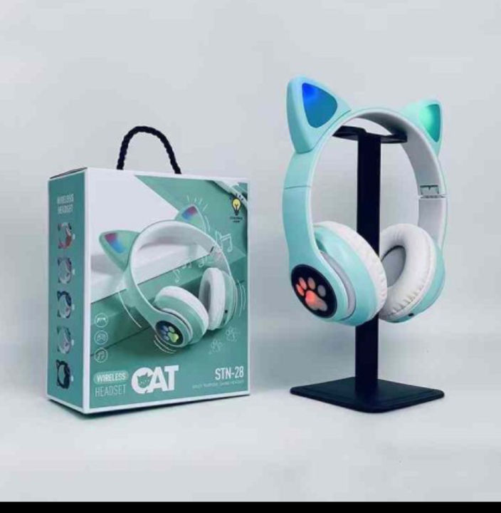 CAT STN-28 Over Ear Music Headset Glowing Ear Headphones Foldable Wireless BT5.0 Earphone with ...