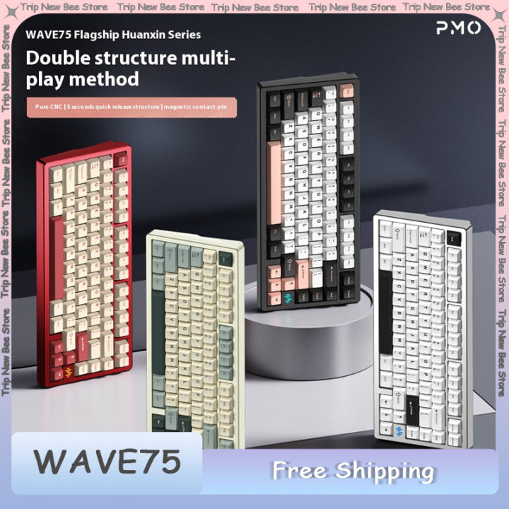PMO WAVE75 Mechanical Keyboard Tri-Mode Wireless Bluetooth ARGB QMK VIA ...
