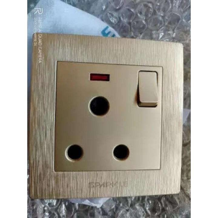 15 A 3 Pin Socket White & Gold Sparkle Brand | Daraz.com.bd
