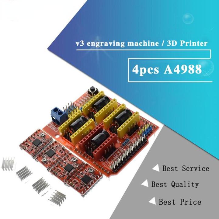 cnc shield v3 engraving machine / 3D Printer / + 4pcs A4988 driver expansion board for Arduino ...