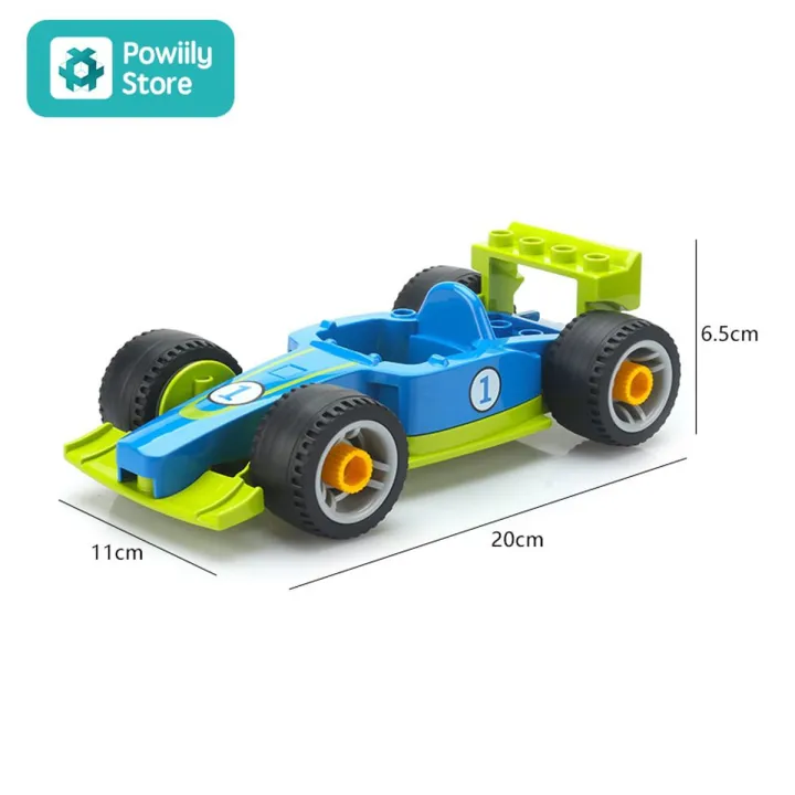 【happy one】Big Building Blocks F1 Racing Figure Sports Car Removable ...