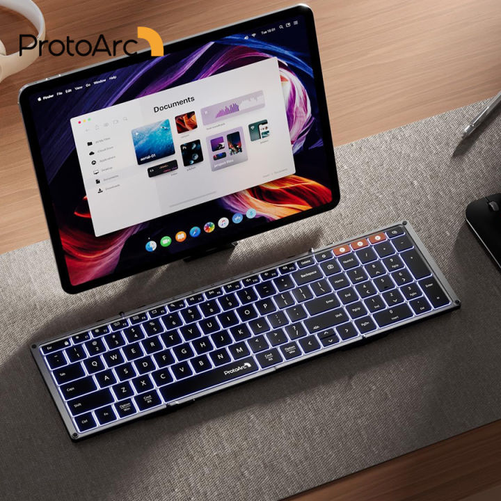 ProtoArc XK01 Plus Folding Wireless Keyboard Portable Bluetooth Backlit ...